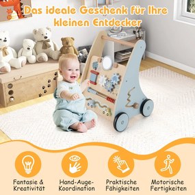 Costway Dřevěné dětské chodítko s multi-aktivitním výukovým centrem Montessori