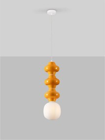 Bílé/oranžové keramické závěsné svítidlo se skleněným stínidlem ø 18 cm Clio – Nova Luce