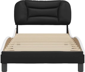 Rám postele bez matrace Hvar černý a bílý 80 x 200 cm umělá kůže 3207965