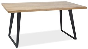 Černý jídelní stůl s dubovou deskou FALCON 150x90