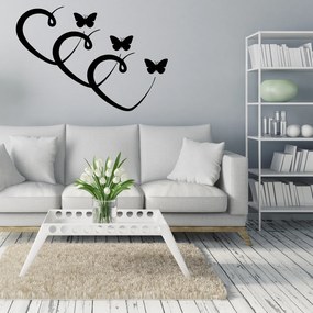 Samolepka na zeď - Srdíčka s motýlky (95x66 cm) - PopyDesign