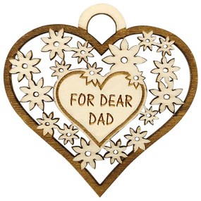 AMADEA Dřevěné srdce s textem "FOR DEAR DAD", 7 cm, český výrobek