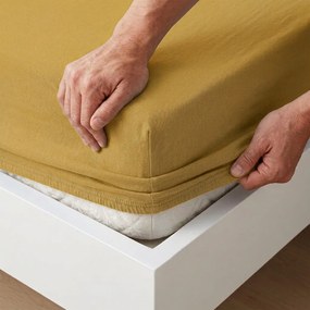 4Home Jersey prostěradlo IDEAL hořčicová, 200–220 x 200 cm, 200 x 200 cm
