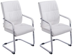 Konzolové kancelářské židle Otley - 2 ks - umělá kůže | bílé