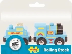 Bigjigs Rail Modrá mašinka s tendrem + 2 koleje / od 3 let