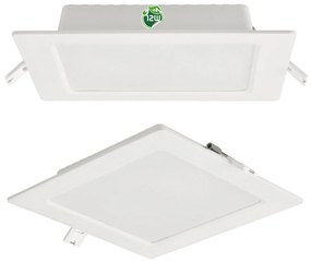 BERGE Čtvercový LED panel zapuštěný - bílý - 12W - PC - neutrální bílá