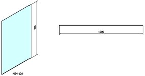 Polysan, MODULAR SHOWER stěna WALK-IN, jednodílná, 1200 mm, MS4-120