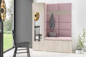Eka Předsíňová stěna s čalouněnými panely Trinity 14 - Sonoma / Světlá růžová 2319