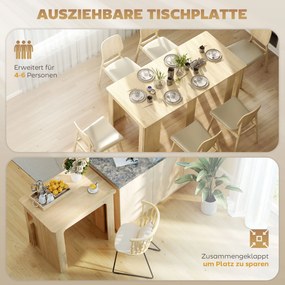 HOMCOM Jídelní stůl, skládací stůl, rozkládací kuchyňský stůl, jídelní stůl, dřevotřískové desky, 60-180 x 85 x 75 cm, přírodní