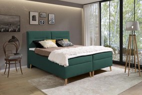 ZETKA PORTO 160x200 moderní kontinentální postel boxspring s úložným prostorem zelená 162 x 122 x 222 cm