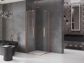 Mexen Velar Duo posuvná sprchová kabina 90 x 90 cm, transparentní, kartáčovaná měď - 871-090-090-02-65