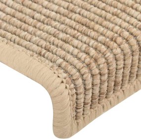 Schodové rohože 15 ks 65 x 21 x 4 cm světle béžové s obdélníkovým okrajem 326909