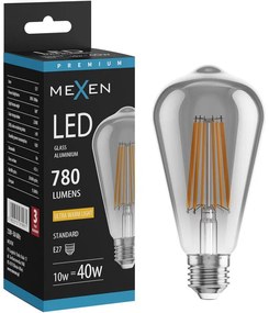 Mexen Vintis LED žárovka filament E27, ST64, 10W, Teplá - 2200K, 780 lm, kouřová - L152-E27-1022-70
