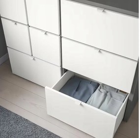 IKEA VISTHUS Komoda, 8 zásuvek, 122 x 96 cm, šedá/bílá