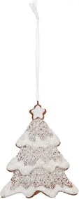 Závěsná dekorace zasněžený perníkový stromeček Frosted Ginger - 9*1*10 cm
