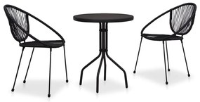 vidaXL 3dílný bistro set PVC ratan černý