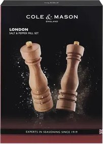 ColeMason London Natural Beech / Mlýnky na sůl a pepř / dárková sada /