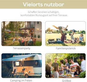 Zahradní altán Outsunny s markýzou 3 x 2,5 m – UV ochrana, skládací boční střecha, ocel + polyester, krémově bílá + černá