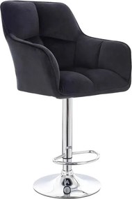 LuxuryForm DESIGN Barová židle AMALFI VELUR na stříbrné kulaté podstavě - černá