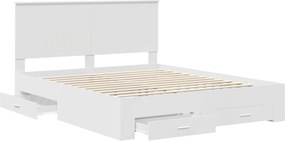 Rám postele se zásuvkou Bílá 160 x 200 cm Kompozitní dřevo 3411280