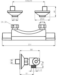 Novaservis Aqualight Sprchová baterie termostatická, chrom 120 cm 2564/1,0