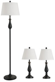 HOMCOM Sada lamp, 1 stojací a 2 stolní, černo-bílé B31-183