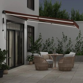 Automatická zatahovací markýza s LED světly hnědá 400 x 350 cm 3215406