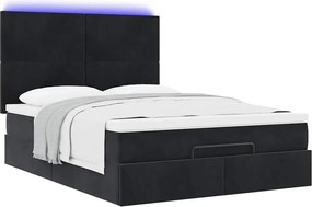 Osmanský rám postele s matracemi černá 140x190cm samet 3314248