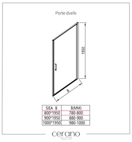 CERANO - Sprchové křídlové dveře Porte L/P - chrom, transparentní sklo - 80x195 cm