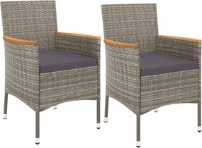 3dílný zahradní bistro set s poduškami šedý polyratan 3187424