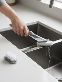 Sinsay - Čisticí kartáč s dávkovačem tekutiny a dvěma nástavci - šedá