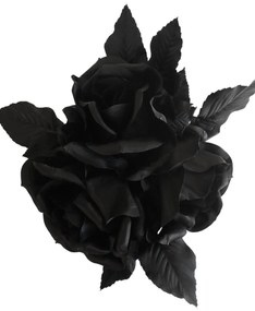 Černé luxusní růže s listy 60 cm