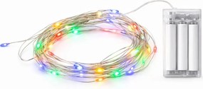 LED světýlka na baterie, kapičky, 2,30 m, barevné, 20 diod, drátek, IP20 interiér, 3 × AA