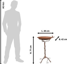 Rezavé kovové krmítko pro ptáčky na noze - 48*42*71 cm
