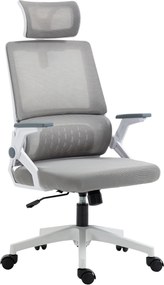 Ergonomická kancelářská židle Vinsetto, kancelářská židle s nastavitelnou opěrkou hlavy, počítačová židle s otočnou funkcí a houpáním, s bederní oporo