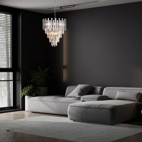 Lustr Aspen II, 1x křišťálové/chromové kovové stínítko, (fi 45cm), ch