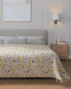 Přehoz na postel 220x260 cm barva žlutá látka pletený vzor, vzorované