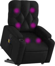 Zvedací masážní polohovací křeslo černé umělá kůže 3204779