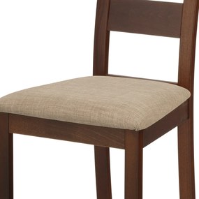 AUTRONIC Jídelní židle masiv buk, barva ořech, látkový béžový potah