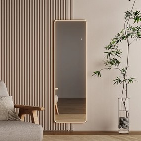 Mereo, Mereo Zrcadlo hranaté 500x1700 mm, LED osvětlení, závěsné i stojaté, černý rám, MER-CN188