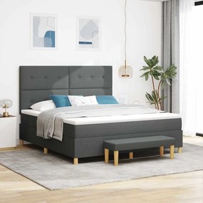Postel s boxspringem s čelo Tmavě šedá 200 x 180 cm textil 3344318