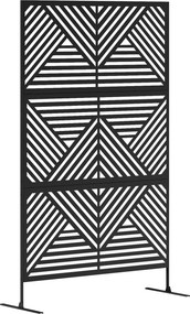 Dekorativní venkovní rozdělovací stěna Outsunny s diamantovými motivy a 2 nohama, vysoká ocelová zahradní stěna pro balkón a terasu, 122x45x198 cm, če