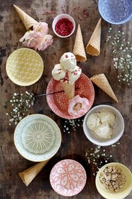 Růžová porcelánová miska s květy uvnitř Arés - Ø 7,5*3,5 cm / 100ml