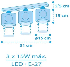 Dalber 60653 - Dětské stropní svítidlo PIRATE ISLAND 3xE27/15W/230V