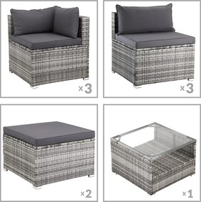 Deuba Zahradní ratanový set XXL - šedá/antracit podušky