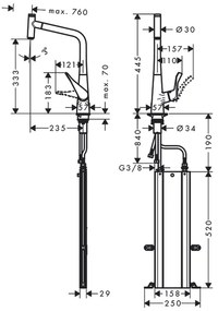 Hansgrohe M71, dřezová baterie Metris Select s výsuvnou koncovkou, sBox, EcoSmart, chromová, 73807000