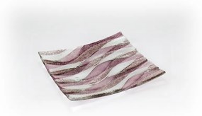 BDK-GLASS Skleněná dekorativní miska 20x20cm - fialovo-růžová