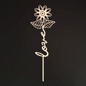 AMADEA Dřevěný zápich květina - Love, délka 28 cm