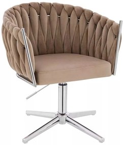 LuxuryForm DESIGN Otočná židle NORDEN VELUR na stříbrném kříži - latte