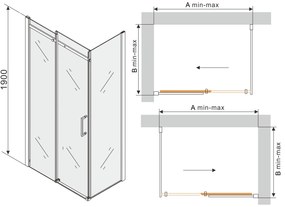 Sprchový kout OMEGA 140x90 cm - zlatý - čiré sklo